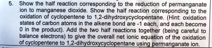 SOLVED: Show the half reaction corresponding to the reduction of ...