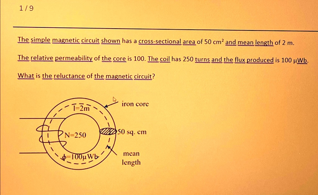 the simple magnetic circuit shown has a cross sectional area of 50 cm2 ...