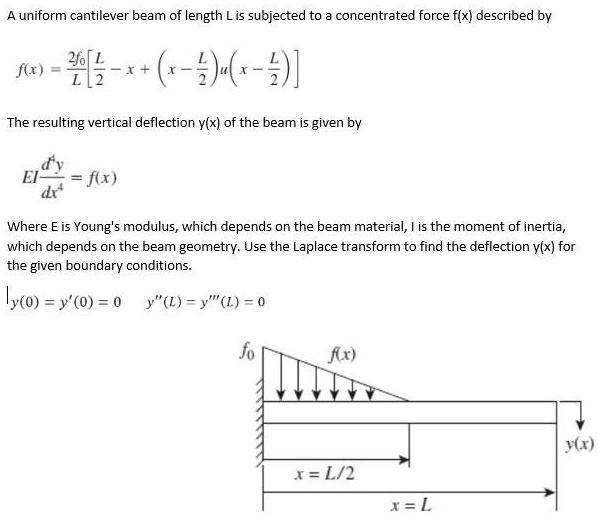 SOLVED: Solve the following problems, using the application of Laplace transforms. A uniform ...