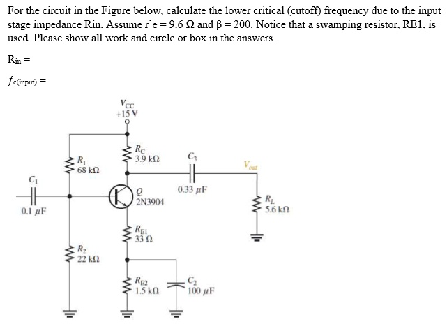 SOLVED: For the circuit in the Figure below, calculate the lower ...