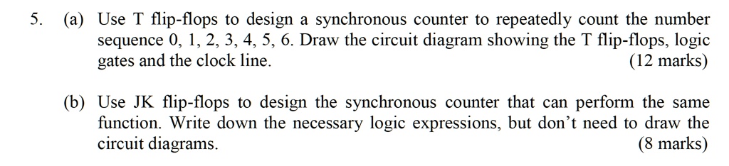 SOLVED: 5. (a) Use T flip-flops to design a synchronous counter to ...