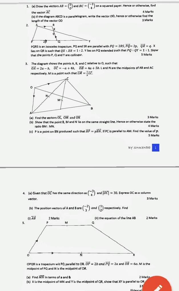 SOLVED: (a) Draw the vectors AB and BC on squared paper. Hence ...