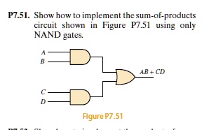 P7.51. Show how to implement the sum-of-products circuit shown in Figure P7.51 using only NAND ...