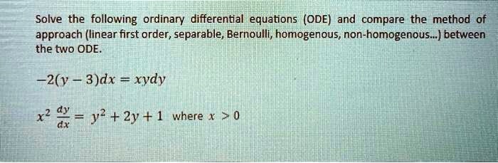 Solved Texts Solve The Following Ordinary Differential Equations Ode