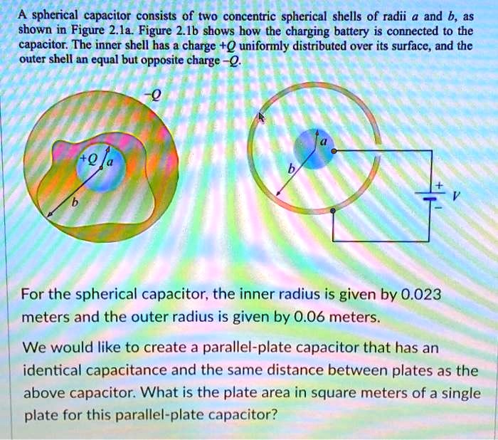 SOLVED: can yall show all your steps please A spherical capacitor consists of two concentric ...