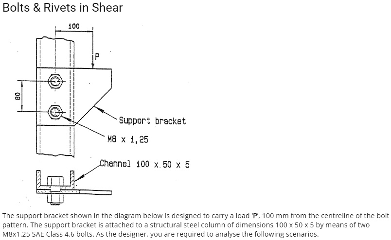 Bolts Rivets in Shear 100 P 80 Support bracket M8 x 1,25 Channel 100 x ...