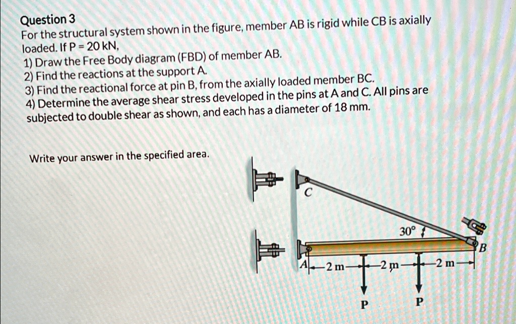 question 3 for the structural system shown in the figure member ab is ...