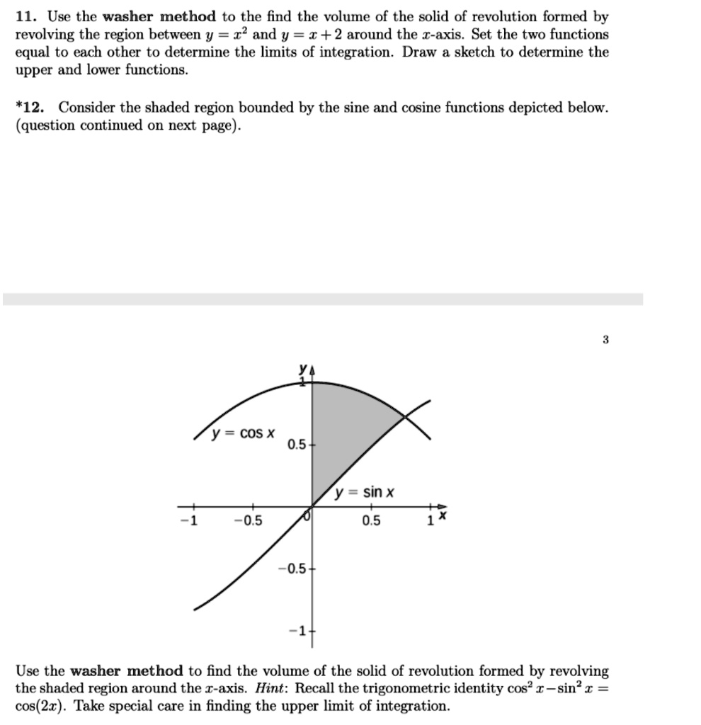 11 use the washer method to the find the volume of the solid of ...