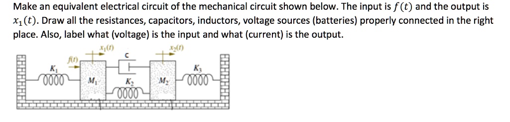 Make an equivalent electrical circuit of the mechanical circuit shown below. The input is f(t ...