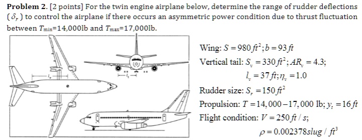 problem 22 points for the twin engine airplane belowdetermine the range ...