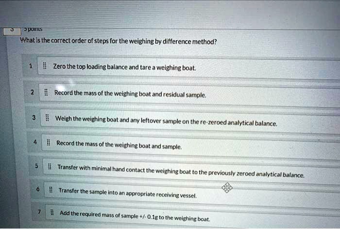 puuils what is the correct order of steps for the weighing by ...