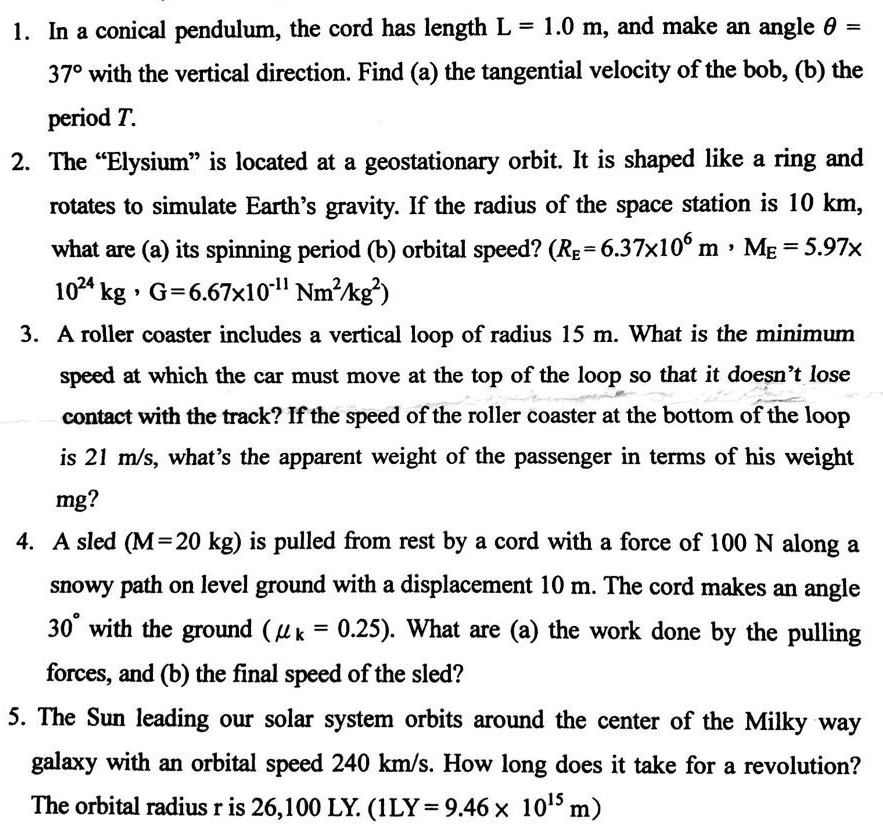 SOLVED: In a conical pendulum, the cord has a length L = 1.0 m and ...