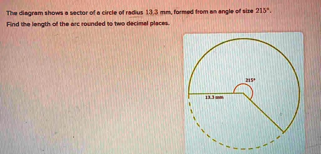 SOLVED: The diagram shows a sector of a circle of radius 13.3 mm ...