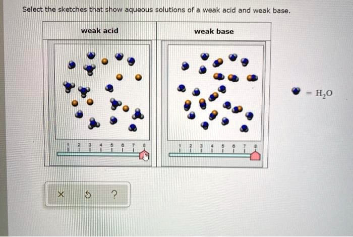SOLVED: Text: Select the scenes that show aqueous solutions of weak acid and weak base- weak ...