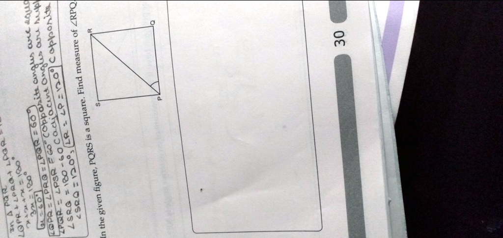 SOLVED: 'in the given figure, PQRS is a square. find angle RPQ'