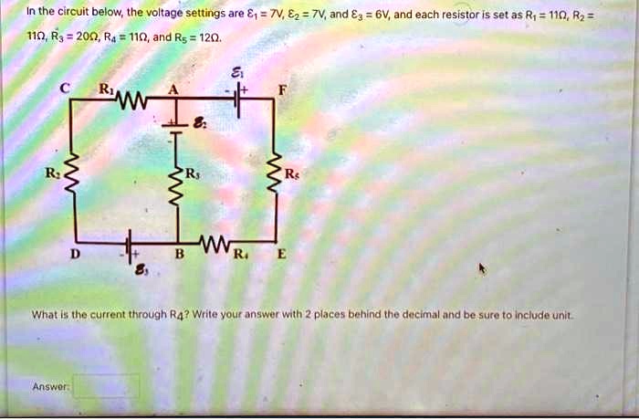 In the circuit below, the voltage settings are ℰ1 = 7V, ℰ2 = 7V, and ℰ3 = 6V, and each resistor ...