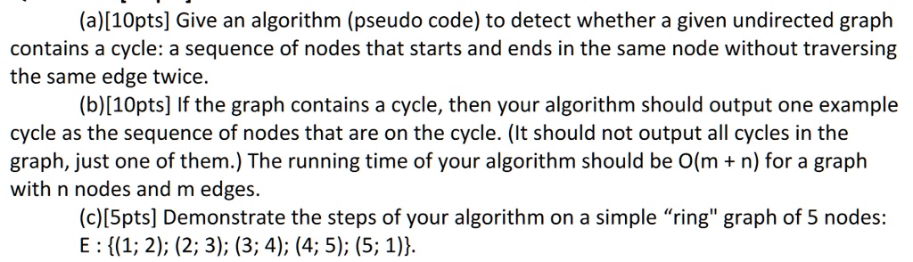 Solved A Give An Algorithm Pseudo Code To Detect Whether A Given Undirected Graph Contains