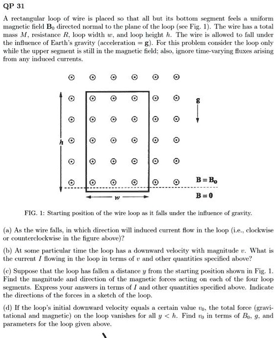 SOLVED: A rectangular loop of wire is placed so that all but its bottom ...