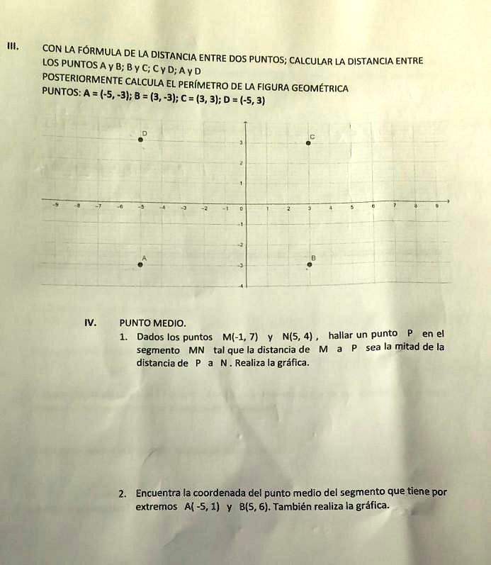 con la formula de la distancia entre dos puntos calcular la distancia ...