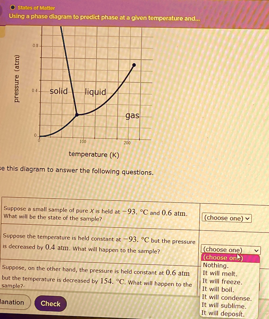 States of Matter Using a phase diagram to predict phase at a given ...