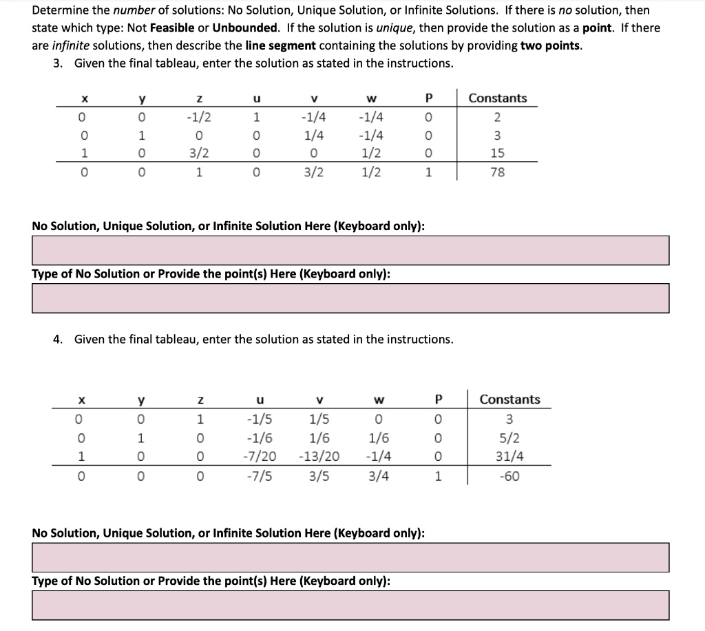 Solved Determine The Number Of Solutions No Solution Unique Solution Or Infinite Solutions