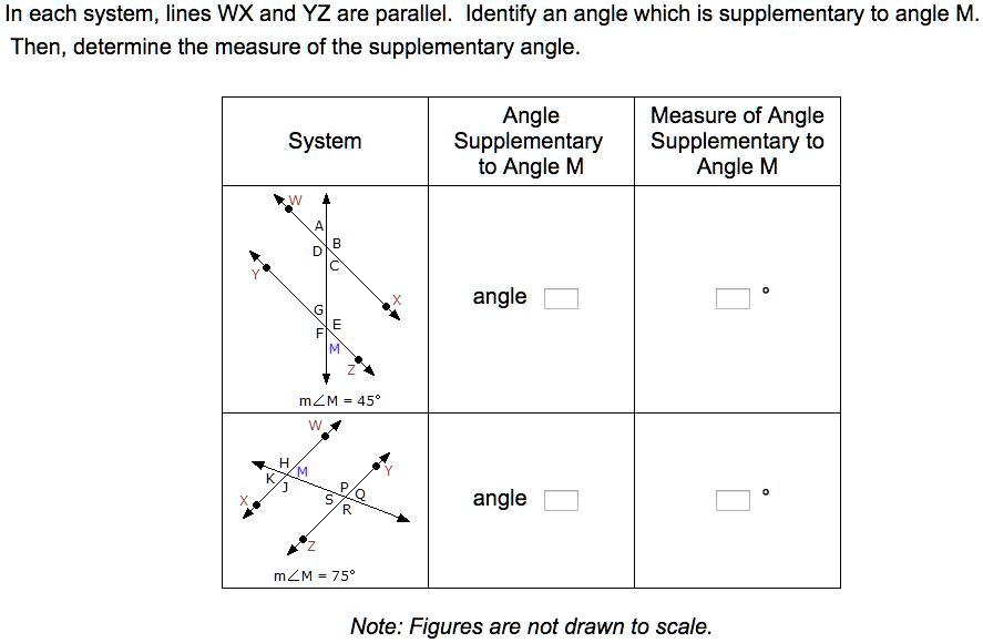 In each system, lines WX and YZ are parallel. Identify an angle which ...