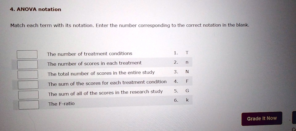Solved Match Each Term With Its Notation Enter The Number