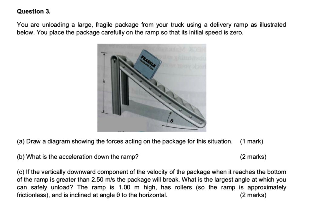 SOLVED: Question 3 You are unloading a large, fragile package from your ...