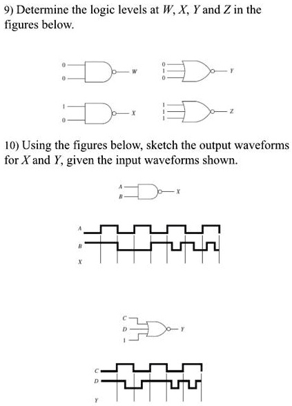 9 Determine The Logic Levels At W X Y And Z In The Figures Below 0 W Y 0 0 X Z 10 Using The