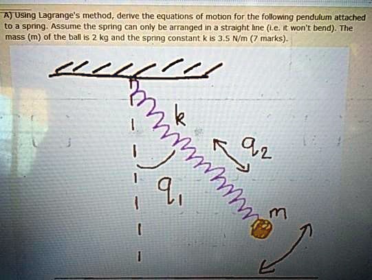 SOLVED: A)Using Lagrange's method,derive the equations of motion for the following pendulum ...