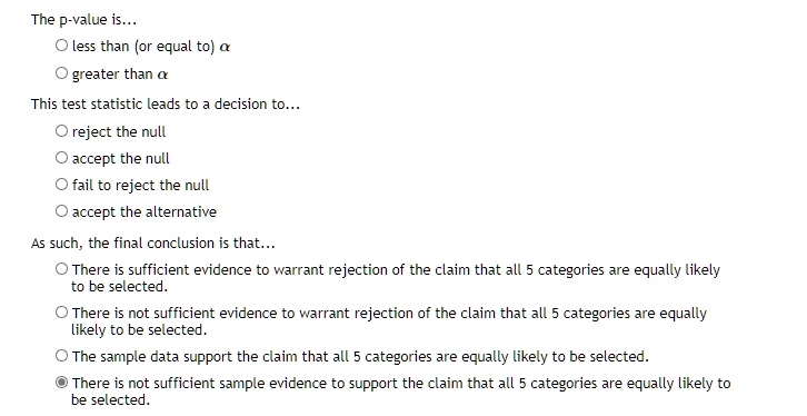 SOLVED: The p-value i5. less than (or equal to) greater than This test ...