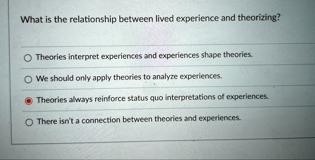 What is the relationship between lived experience and theorizing ...
