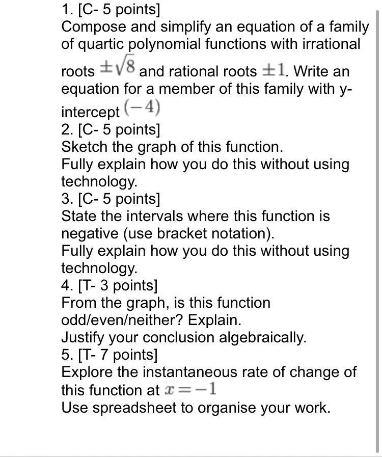 VIDEO solution: 1. [C-5 points] Compose and simplify an equation of a family of quartic ...
