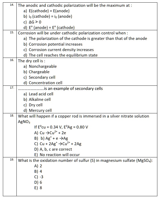 SOLVED: The anodic and cathodic polarization will be the maximum at E ...