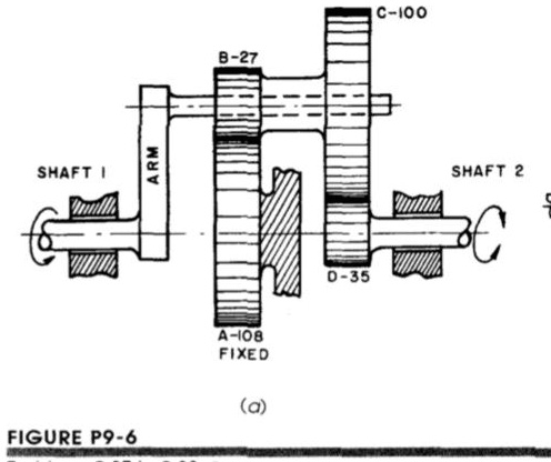 SHAFT I ARM C-100 B-27 A-108 FIXED (a) FIGURE P9-6 0-35 SHAFT 2