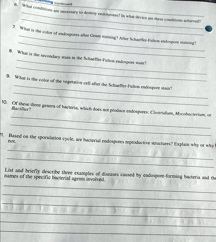 Thing (continued) 6. What conditions are necessary to destroy ...