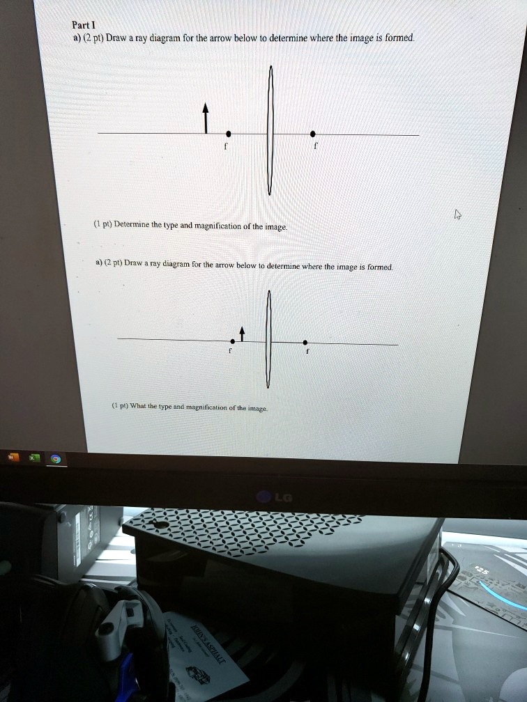 SOLVED: Part [ 9) (2 pt) Draw ray diagram for the arrow below 10 ...