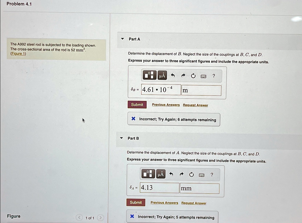 SOLVED: Problem 4.1 The A992 steel rod is subjected to the loading shown. The cross-sectional ...