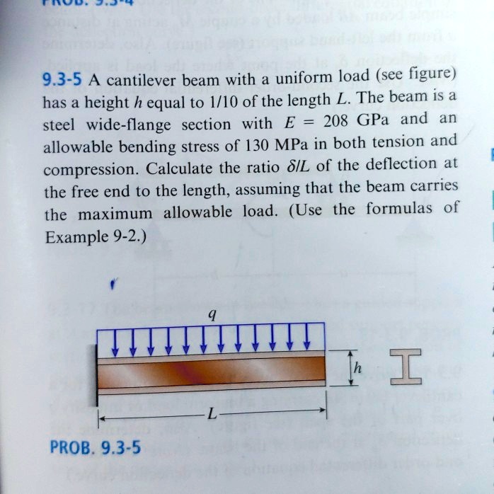 SOLVED: The beam has a height h equal to 1/10 of the length L. The beam ...