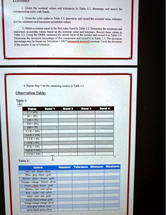 1 given the nominal values and tolerances in table 31 determine and ...
