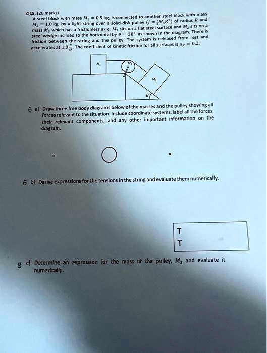 q15 20 marks a steel block with mass m 05 kg is connected to another steel block with mass m the ...