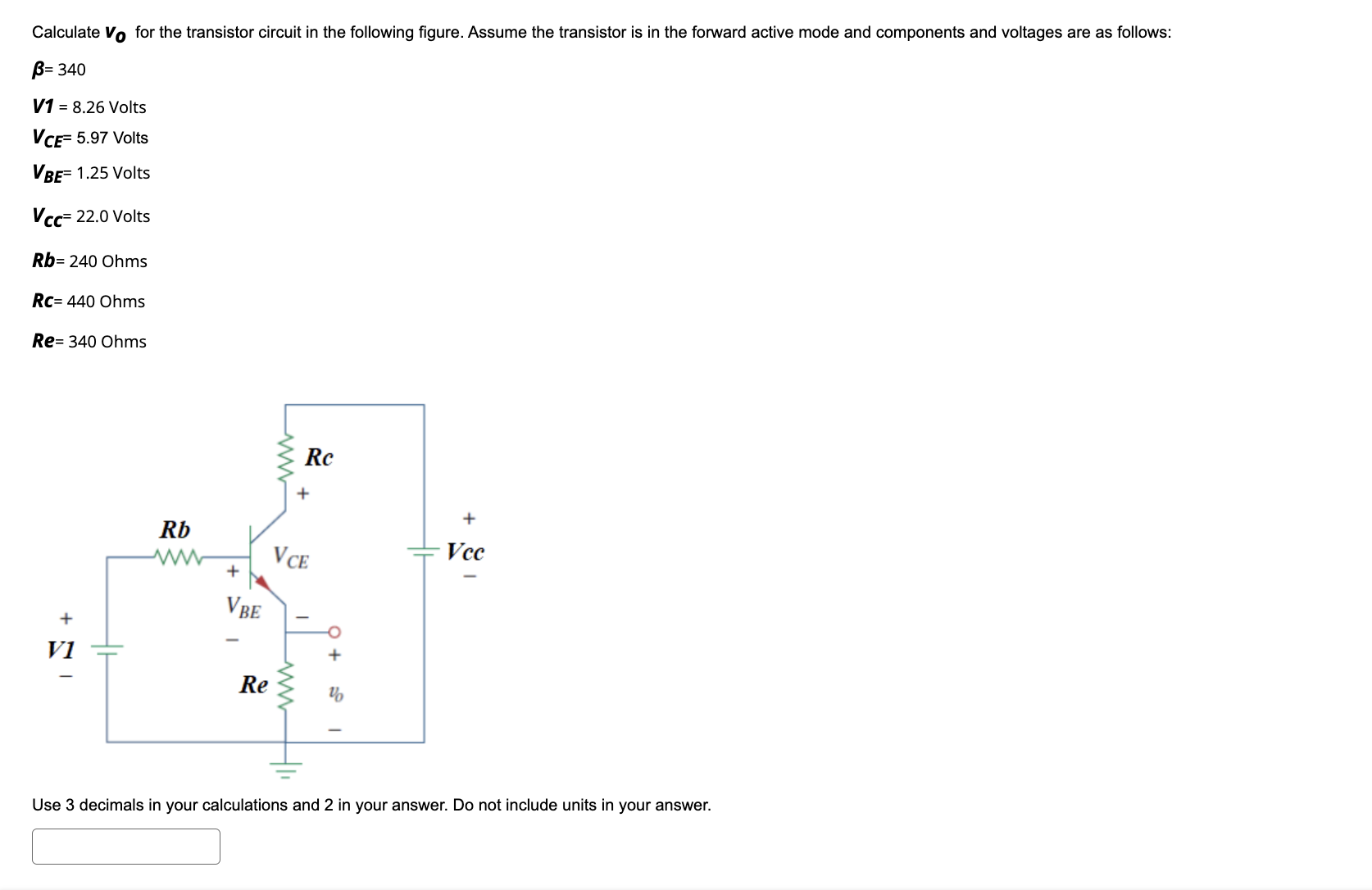 calculate boldsymbolvboldsymbol0 for the transistor circuit in the ...