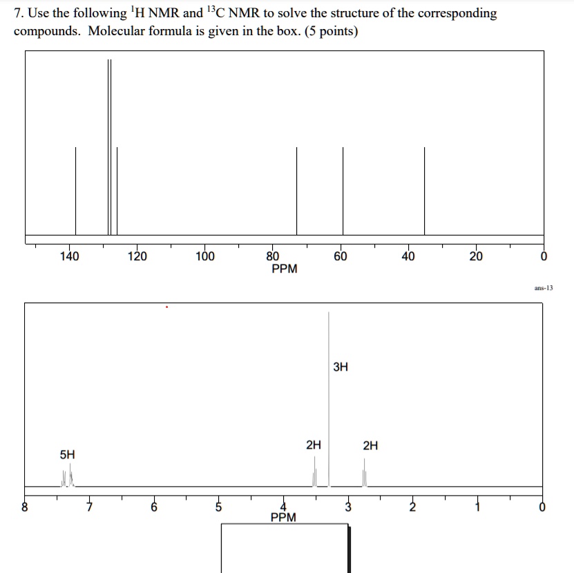 SOLVED: 7. Use the following 'H NMR and "C NMR to solve the structure of the corresponding ...