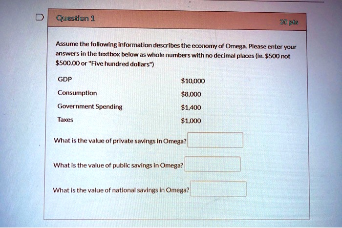 Question 1 20 pts Assume the following information describes the ...
