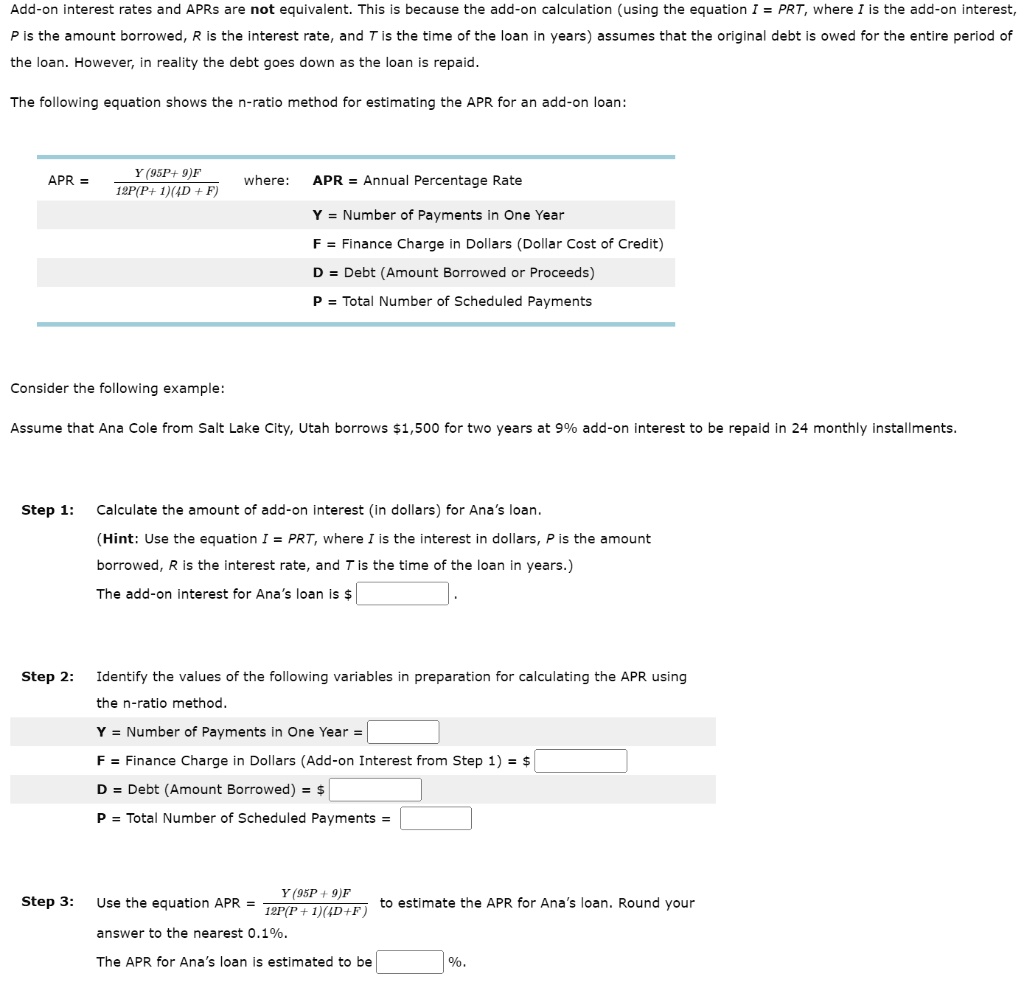 add on interest rates and aprs are not equivalent this is because the ...