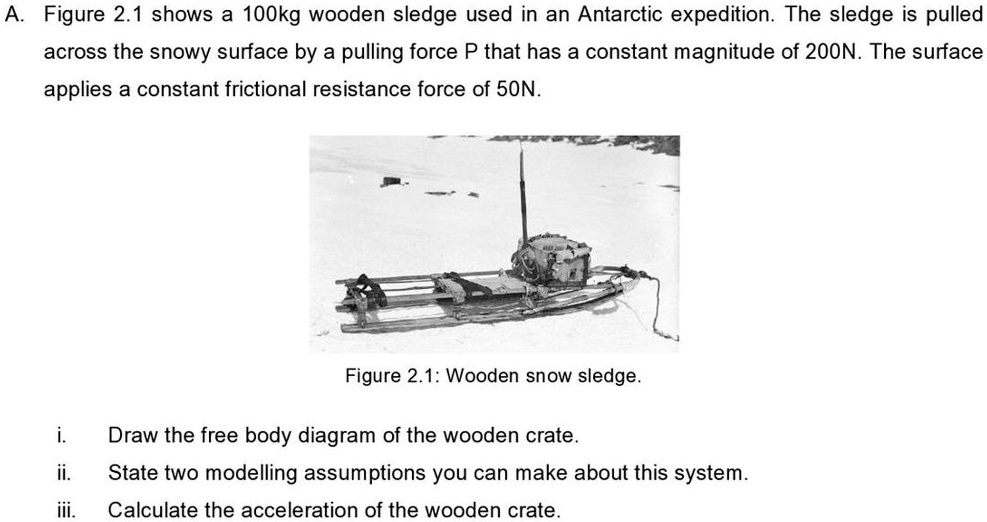 SOLVED: Figure 2.1 shows a 100kg wooden sledge used in an Antarctic ...