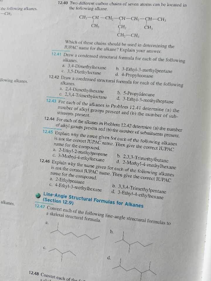 12.40 Two different carbon chains of seven atoms can be located in the ...