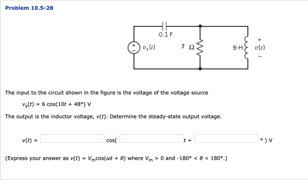 SOLVED: Problem 10.5-28 The input to the circuit shown in the figure is the voltage of the ...