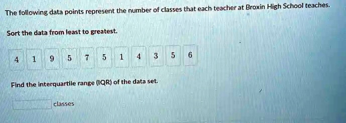 The following data points represent the number of classes that each teacher at Broxin High ...