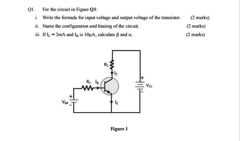 SOLVED: Q1. For the circuit in Figure Q1: i. Write the formula for input voltage and output ...